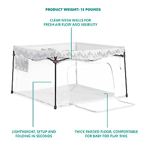 Dream On Me Ziggy Square Playpen Dove White/Easy Set Up/Breathable Mesh Walls/Stylish Finishes/Folds Compactly/Easy Storage/Lightweight/Ideal for Travel