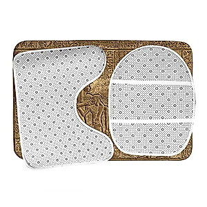 WONDERTIFY Hieroglyphic Carvings Bathroom Antiskid Pad Exterior Walls Ancient Egyptian Temple 3 Pieces Bathroom Rugs Set, Bath Mat+Contour+Toilet Lid Cover