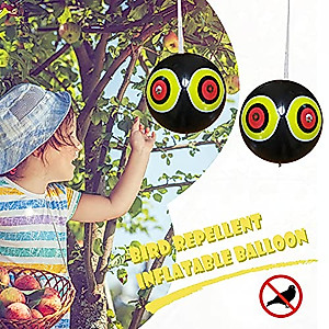 SoBeiKre Reflective Inflatable Bird with Reflective Eyeball Patch Bird Ball Eye PVC Patio Lawn & Garden Bugs Away (Black-`, One Size)