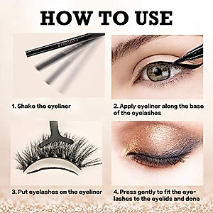 Faux Mink Lashes with Eyeliner, Replacement of Magnetic Eyeliner and Lashes, Waterproof Self-Adhesive Eyeliner