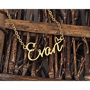 Cobi Name Necklace Name Plate Necklace Name Tag Necklace in Rose Gold