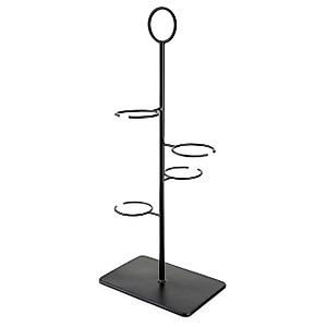 True Hover Flight Server, Tasting Carrier Kit, Holds 4 Stemmed Wine Glasses Modern Serving Stand Holder, Iron, Black, Set of 1