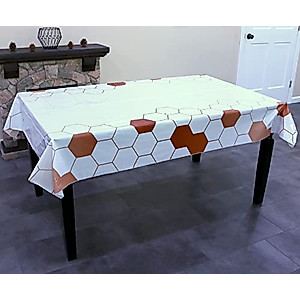 Iconikal Plastic Tablecloth Table Cover, Honeycomb Hexagons, 54 x 108-inches, 2 Pack
