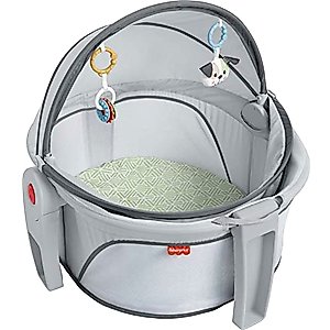 Fisher-Price Portable Bassinet And Play Space On-The-Go Baby Dome With 2 Toys And Canopy, Puppy Perfection