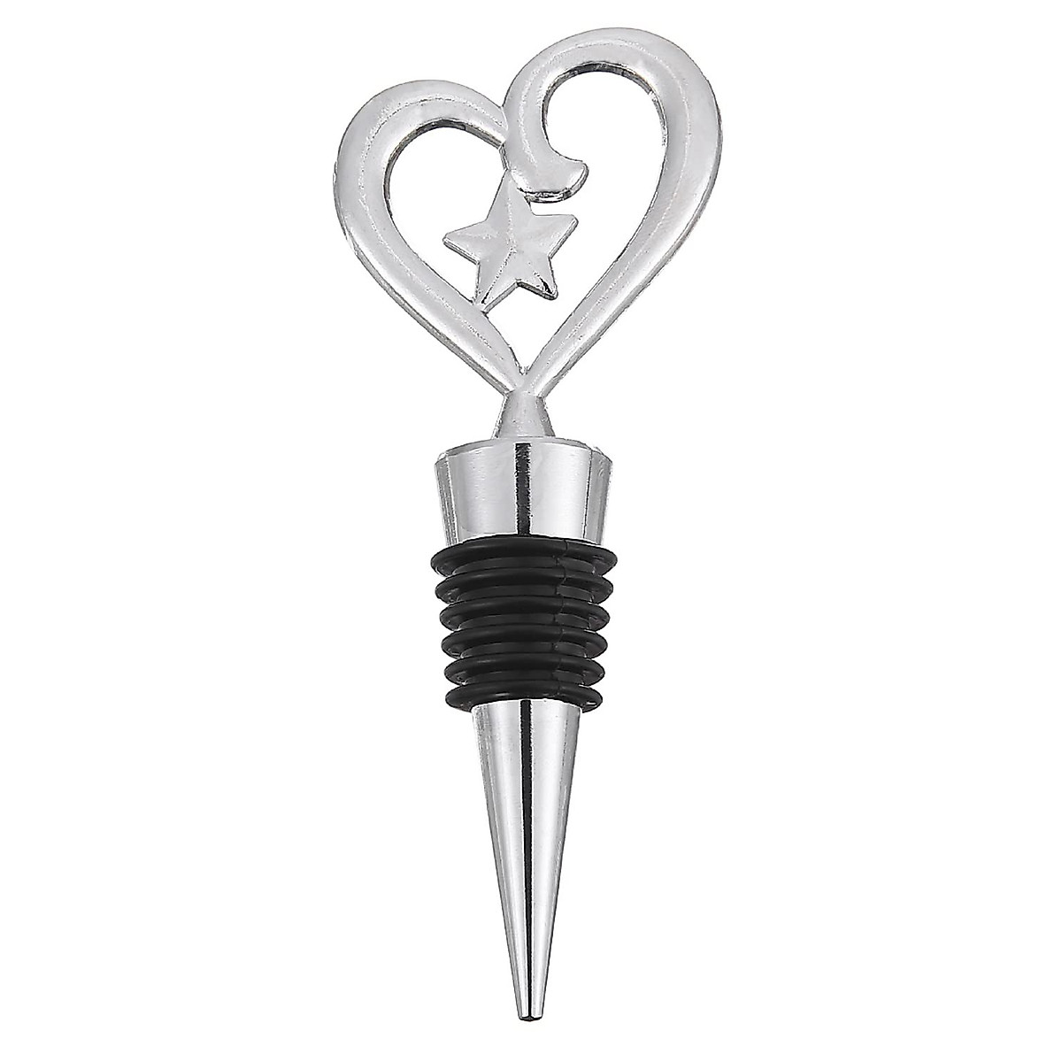 12 Pieces Heart Wine Stoppers Wedding Bridal Favor for Guests Silver Heart Wine Bottle Stoppers Heart Champagne Stoppers Wine Savers Metal Wine Cork Holder Plugs with Gift Boxes for Wedding Party