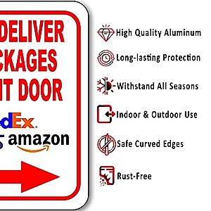 Please Deliver All Packages to Front Door Right Arrow Delivery Sign for Delivery Driver Delivery Instructions for My Packages from Amazon, FedEx, USPS, UPS - Indoor Delivery Signs for Home - 8.5"x10"