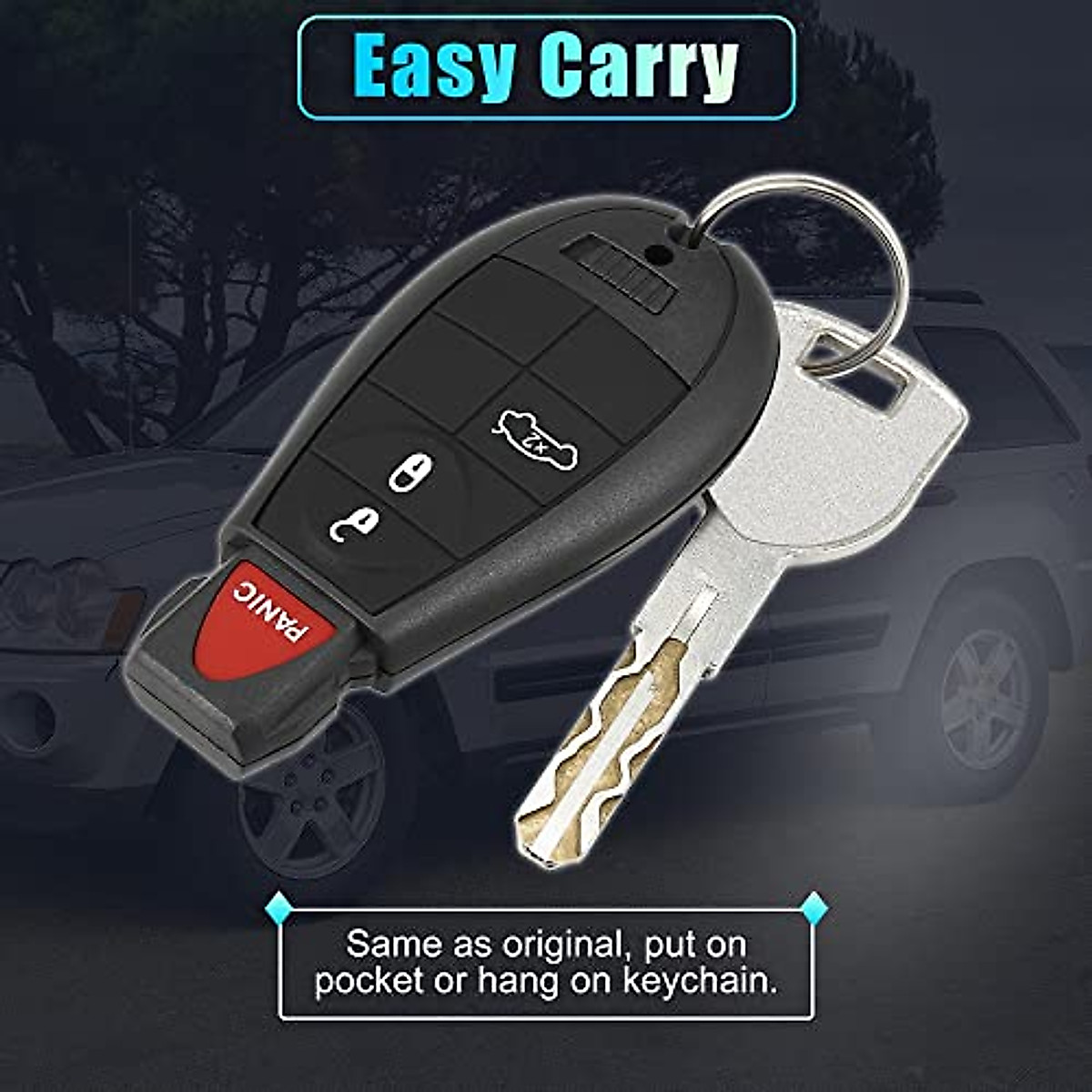 X AUTOHAUX 2pcs Replacement Keyless Entry Remote Car Key Fob M3N5WY783X 433Mhz for Dodge Charger for Chrysler 300 for Jeep Grand Cherokee 4 Buttons with Door Key
