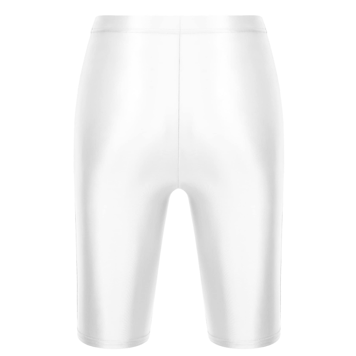 iiniim Men's Dry Fit Running Compression Tight Sport Short Pants Shiny Glossy Spandex Seamless Leggings White X-Large