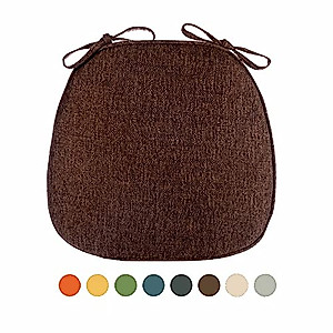 CFMZ Chair Pads for Dining Chairs Set of 6, Kitchen Chair Cushions with Ties, Seat Cushions for Dining Chairs, All Season Seat Pads for Dining Chairs Outdoor Garden Brown, 6 Pack