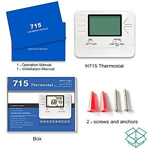 Heagstat 5-1-1 Day Programmable Thermostat for Home Conventional Single or Multistage Systems, up to 2 Heat/ 2 Cool, (with White Backlight)