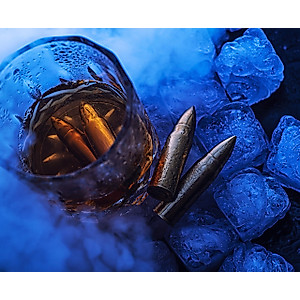 XL Gold Whiskey Stones in Base - Gift for Men, Valentines Day, Bar Accessories - Whiskey Gifts for Men, Boyfriend, Husband, Dad - Reusable Ice Cube - Regalos para Hombre