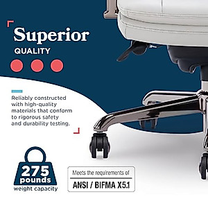 La-Z-Boy® Sonata Executive Mid-Back Office Chair, Button-Tufted Design, Double-Layer Cushion, Padded Armrests, Ergonomic Computer DeskChair, Swivel Metal Base, Bonded Leather, Gray and Graphite