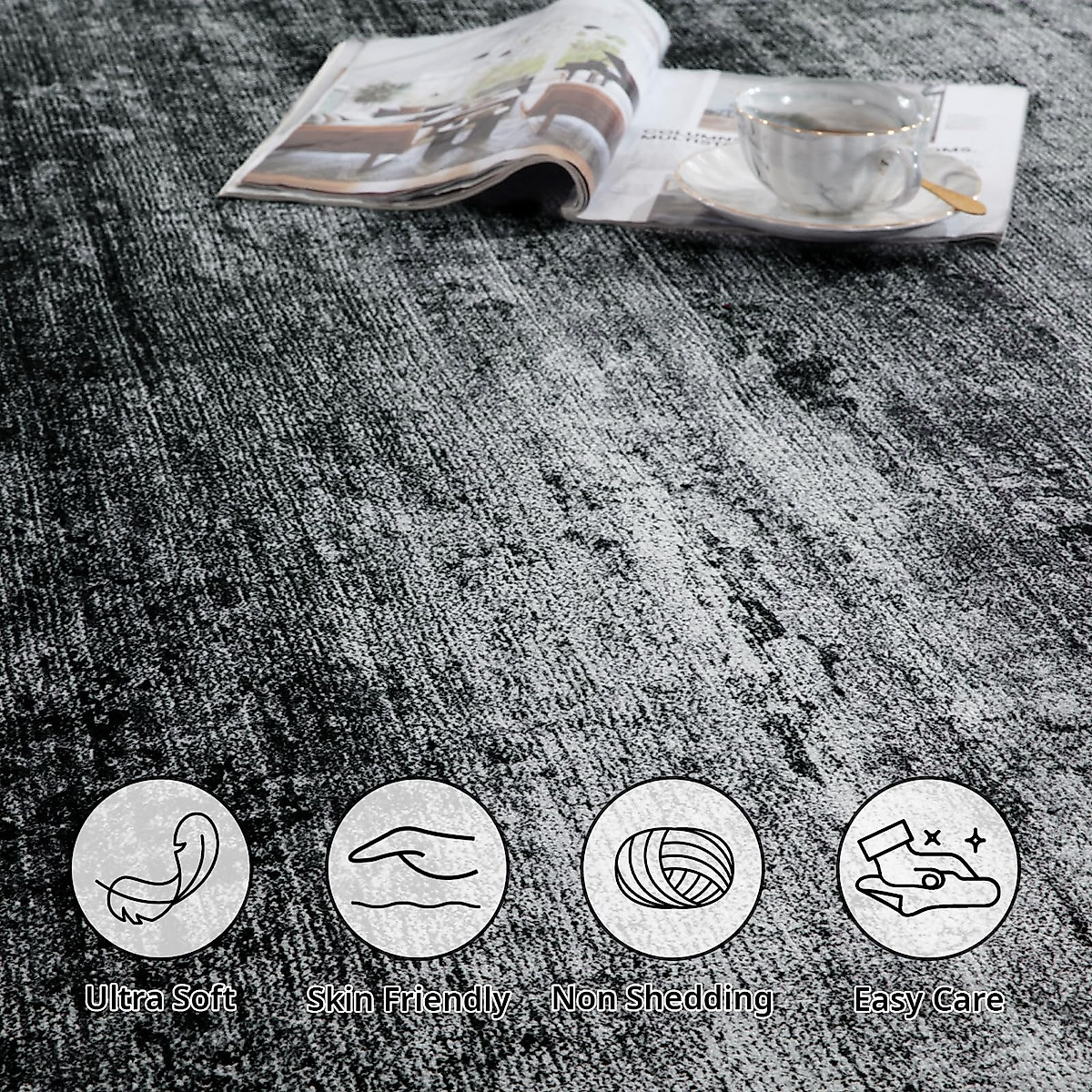 BALAPET 10x14 Modern Abstract Area Rug for Living Room Bedroom, Large Machine Washable Boho Floor Carpet with Non-Slip Backing for Indoor Office Dining Room, Home Deco Non-Shedding