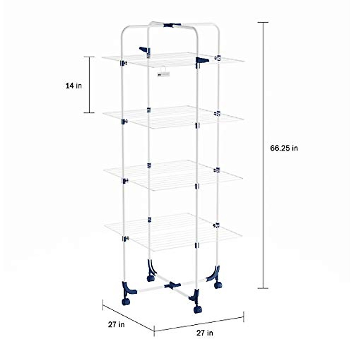 Lavish Home Clothes Drying Rack – 4-Tiered Laundry Station with Collapsible Shelves and Wheels for Folding, Sorting and Air Drying Garments
