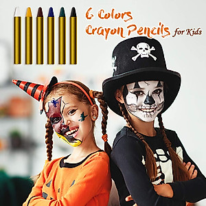 Halloween Makeup Kit for Adults Kids - Zombie Skeleton Vampire Clown Witch SFX Makeup kit, Black White Scary Halloween Cosplay Face Paint Make Up Set Fake Blood Tattoo Stickers 8-Color Makeup Palette