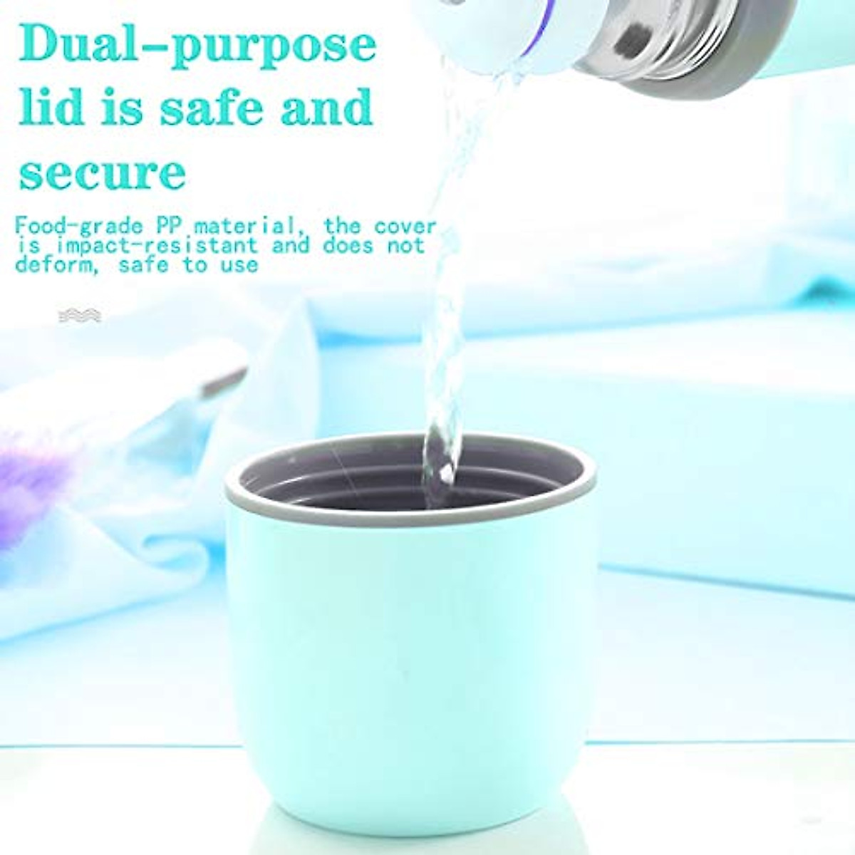 Thermos cup Coffee Thermos Bottle Coffee mugstainless steel cup Vacuum insulated cup Keep Drinks Hot or Cold (Aqua-Blue)