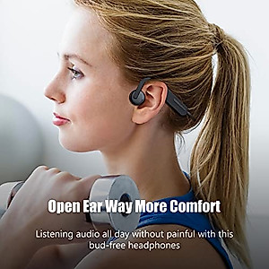 Open Ear Air Conduction Headphones, Bluetooth 5.0 Wireless Running Headphones 10 Hours Playtime HiFi 9D Stereo Sweatproof Sports Headset with Mic for Driving, Hiking, Cycling (Black)