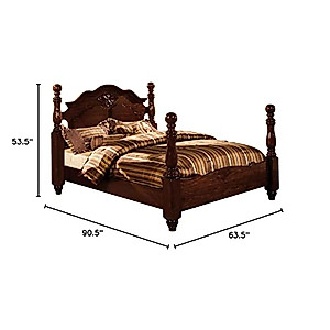 Furniture of America Scarlette Classic Four Poster Bed, Queen, Glossy Dark Pine