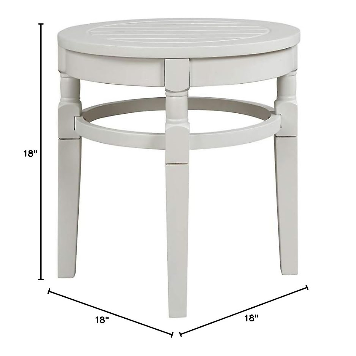 Pebble Lane Living All Weather Indoor/Outdoor Exclusive Elegant Hardwood Patio Round Side Table, 18" x 18" x 18", White