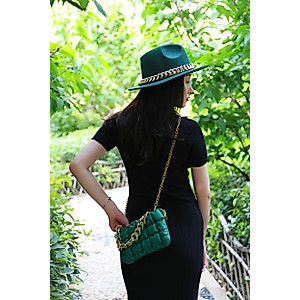 BXOZSAOZa Combination of Hats for Women Fashionable and Bags, Fedora Hats for Women，Pink Fedora Hats for Women (US, Alpha, Medium, Dark Green)