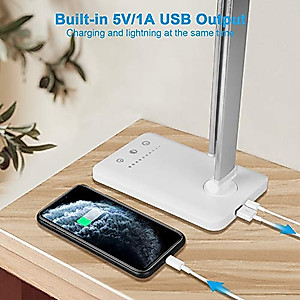 Linkstyle LED Desk Lamp, Table Light with USB Charging Port, Foldable Dimmable 5 Modes 10 Brightness Levels Touch Control Desk Light Auto Timer Eye Caring Book Reading Lamps for Home Office