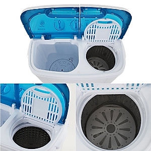 ROVSUN 15LBS Portable Washing Machine with Draining Pump, Electric Mini Washer with Twin Tub, Great for Home RV Camping Mini Dorms Apartments College