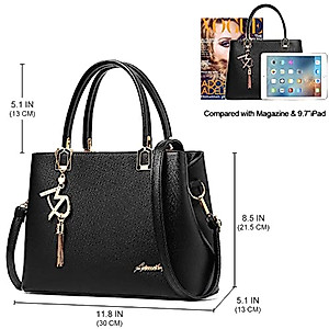 Womens Purses and Handbags Shoulder Bags Ladies Designer Top Handle Satchel Tote Bag (Black)