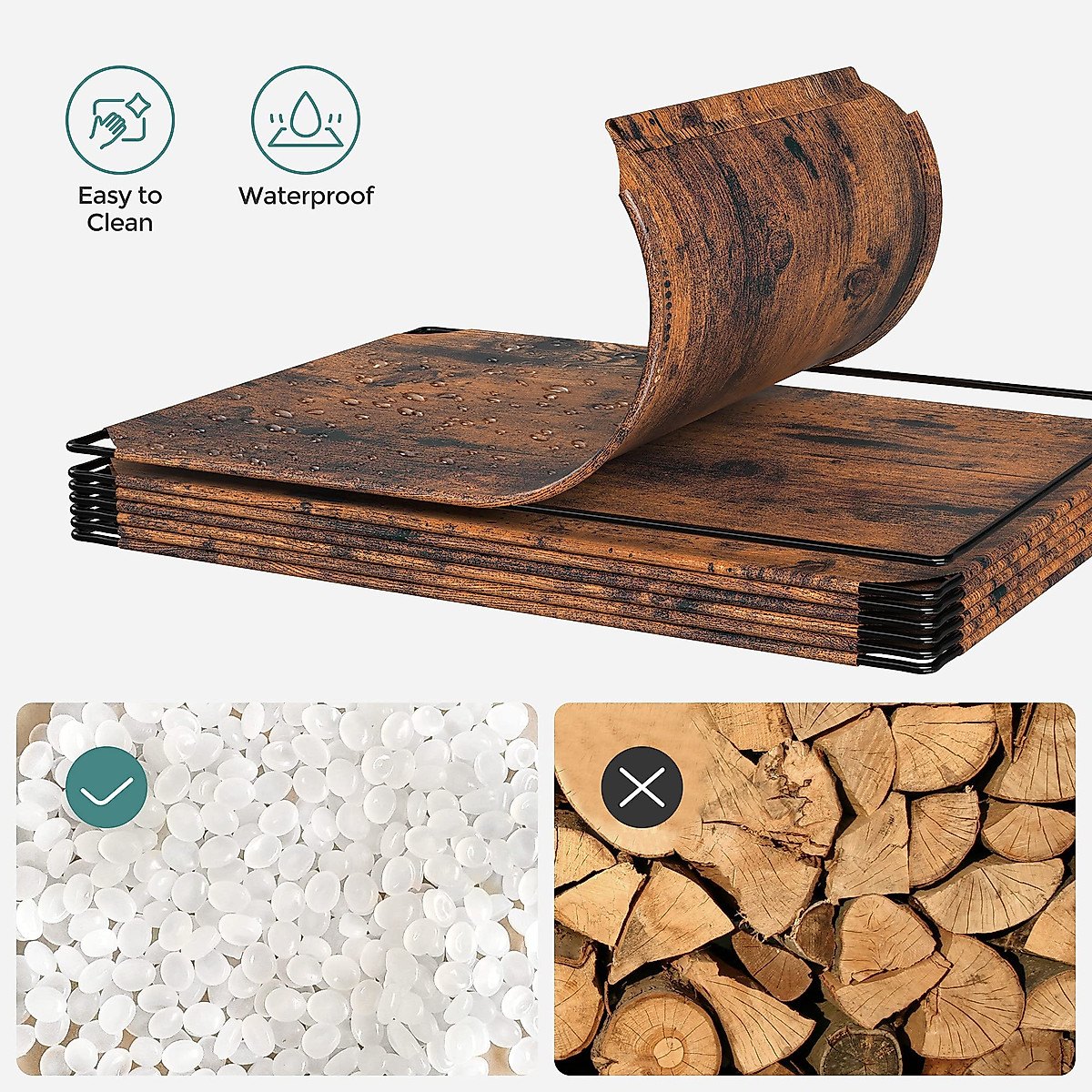 SONGMICS Shoe Rack, 10-Slot Storage Organizer Unit with Doors, Portable Cube Shoe Storage Organizer, Plastic Modular DIY Storage Shelf, Closet Divider for Clothes Bags Toys, Rustic Brown ULPC506A01