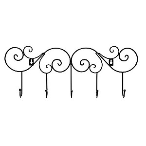 MyGift Scrollwork Black Metal Wall Mounted Decorative Hat and Coat Hook Rack, Hanging Home Decor Storage Hooks