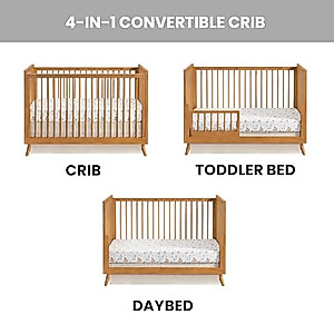 Oxford Baby Dawson Modern 3-in-1 Convertible Island Baby Crib, Honey Brown, Green Guard Gold Certified