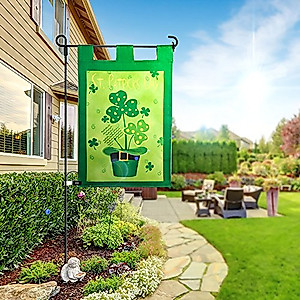 KUUQA Happy St. Patrick's Day Garden Flag Decorative Clovers Irish Green Shamrocks 12 x 18 Inches for Garden and Home Decorations
