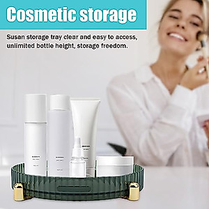 Lazy Susan Organizer, 360 °Rotating Tray Makeup Perfume Organizer, Turntable Organizer Cabinet Organizer, for Kitchen Bathroom Cabinet Pantry Vanity Refrigerator Countertop(Green)