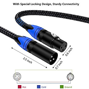 Anewbig XLR DMX Cables 6ft 6 Pack, DMX Stage Lights 6 Ft Feet Cable, Black Braided, 6 Foot, 6pack