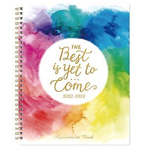 Appointment Book 2022-2023 - 2022-2023 Daily Hourly Planner, 8" x 10", July. 2022 - June. 2023, with 30-Minute Interval + Thick Paper + Round Corner + Twin-Wire Binding - Watercolor Ink