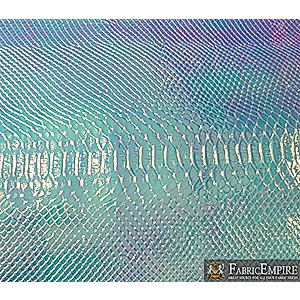Fabric Empire Vinyl Upholstery Embossed Snake Holographic Glossy Fabric Light Blue 54" Wide Sold by The Yard