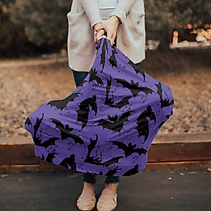 Halloween Ultra-Soft Baby Car Seat Cover for Spring Autumn Winter, Windproof Shopping Cart Covers, Breastfeeding Scarf High Chair Covers - Silhouette of Flying Bats
