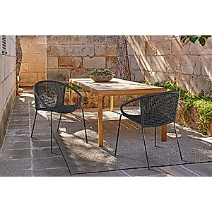 ARMEN LIVING LCSNSIBL Snack Indoor Outdoor Stackable Steel Dining Chair with Black Rope-Set of 2