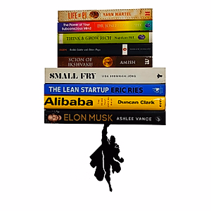 HeavenlyKraft Wall Mounted Metal Bookshelf Floating Bookshelf Supported by Superheros Invisible Bookshelf Metal Shelf Superhero Decoration Shelf Childrens Room Décor Model No. HK_249