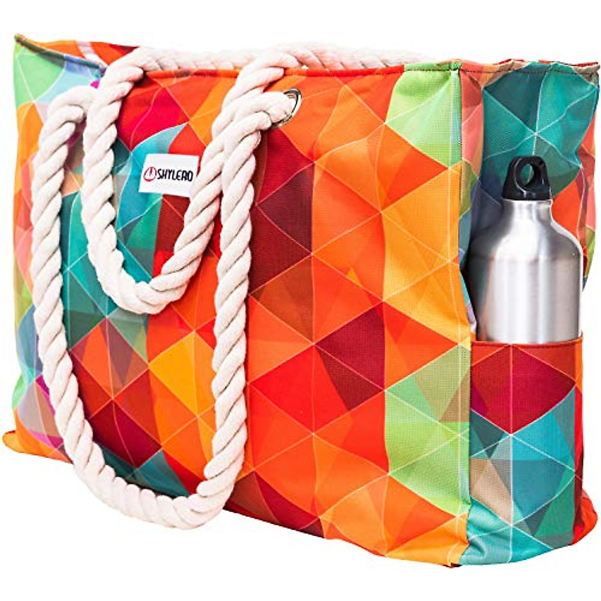 SHYLERO Beach Bag and Pool Bag. Has Airtight Pouch, Key Holder. Beach Tote is Zippered, Waterproof (IP64) - L22xH15xW6