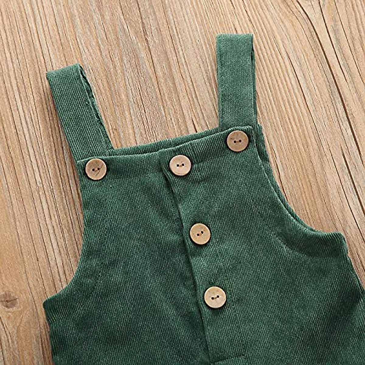 Liyamiee Baby Boy Girl Corduroy Overalls Solid Suspender Bib Pants One-Piece Strap Jumpsuit Pocket Fall Winter Outfit (Green Overall, 12-24 Months) …