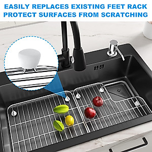 Kitchen Sink Rack Feet 84544-0 Replacement FOR Various Kohler Kitchen Sink Racks Fit Kohler Kitchen Sink Rack K-6639-ST K-6488 K-6489-20 Pack