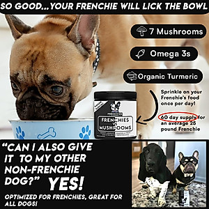 French Bulldog Optimized Mushroom Supplement for Dogs w/Turkey Tail Mushroom, Omega-3, Organic Turmeric – Mushroom Powder Super Food Topper for Dog Immune Support, Digestion, Allergies & Longevity