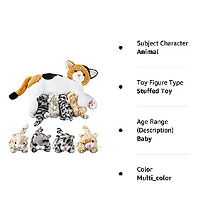 Nurturing Cat Stuffed Animal with Plush Kittens, Cat Baby Stuffed Animals for Girls and Boys Plushy Kitty Mommy Cat with 4 Baby Cats for Birthday Party Favors Gifts (Lovely Style)