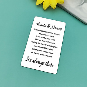 Aunt Niece Gifts Engraved Wallet Insert Card Aunt Gifts for Women Birthday Gift for Niece Girl Niece Gift from Her Auntie Graduation Gifts from Aunt Metal Wallet Insert Card Mothers Day Jewelry