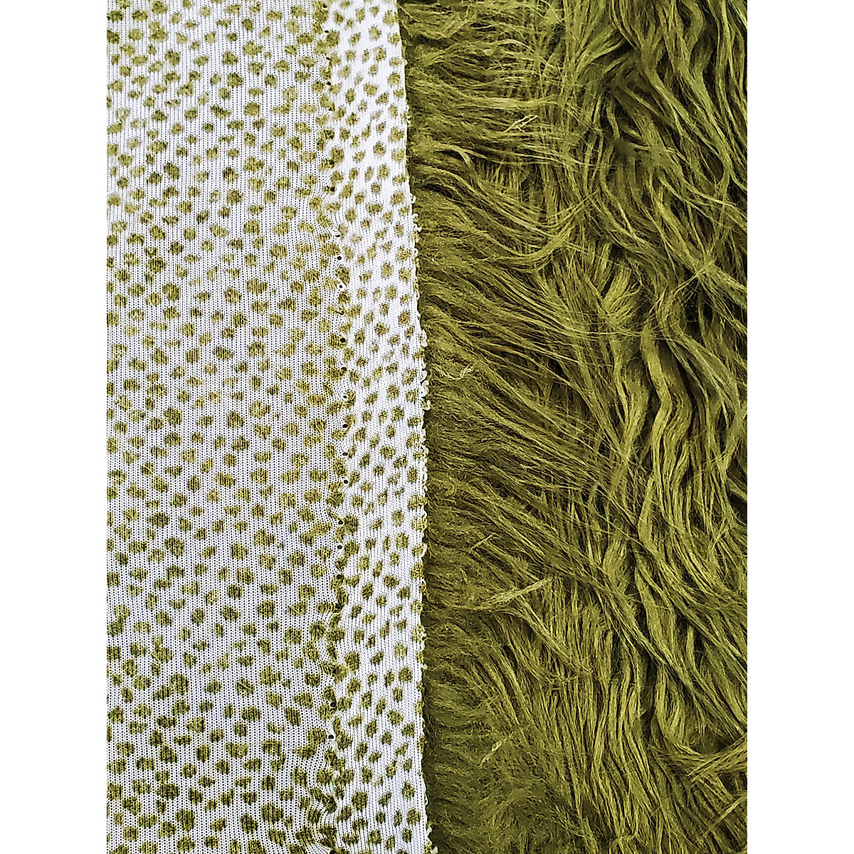 Faux Fur Long Pile Curly Fabric Alpaca Sold by The Yard (Loden Green)