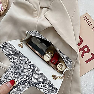 Unique Double O Design Snake Skin Magnetic Closure Crossbody Purse Shoulder Bag for Women & Girls (Red)