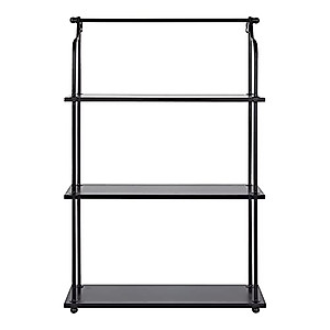 Kate and Laurel Walters Modern 3-Tier Hanging Shelf, 21 x 32, Black, Decorating Wall Mounted Storage Shelf for Wall