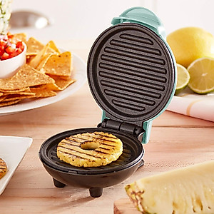 Dash Mini Maker Portable Grill Machine + Panini Press for Gourmet Burgers, Sandwiches, Chicken + Other On the Go Breakfast, Lunch, or Snacks with Recipe Guide - Aqua
