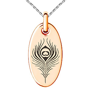 Tioneer Rose Gold Plated Stainless Steel Hera Greek Goddess of Marriage Symbol Small Oval Charm Pendant Necklace