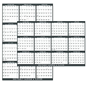 2023 Yearly Wall Calendar - 2023 Dry Erase Wall Calendar, Yearly Wall Calendar 2023 with Julian Date, 34.6" x 22.9" Full Year Wall Calendar, Jan. 2023 - Dec. 2023, Large, Wet & Dry Erase Laminated, Vertical/Horizontal, Reversible - Classic Grey